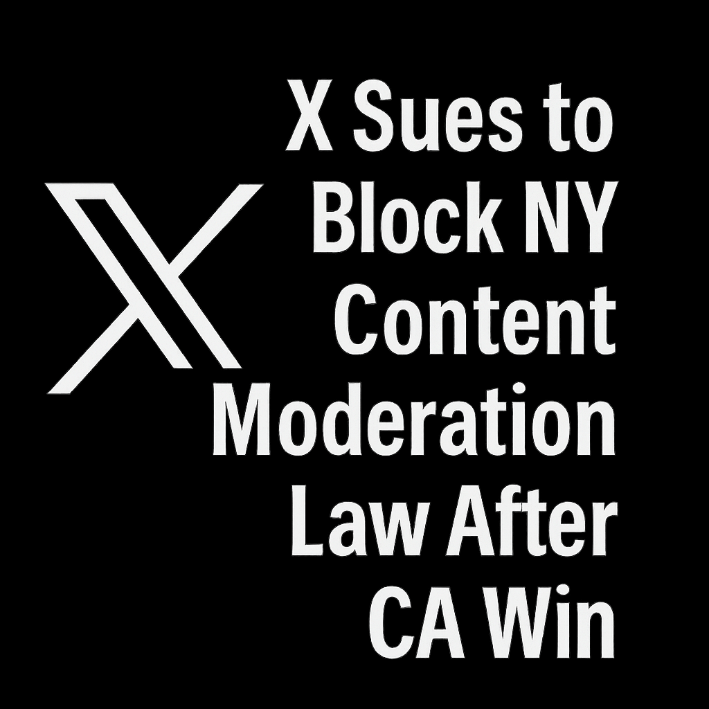 X Sues to Block NY Content Moderation Law After CA Win - Web crafting code